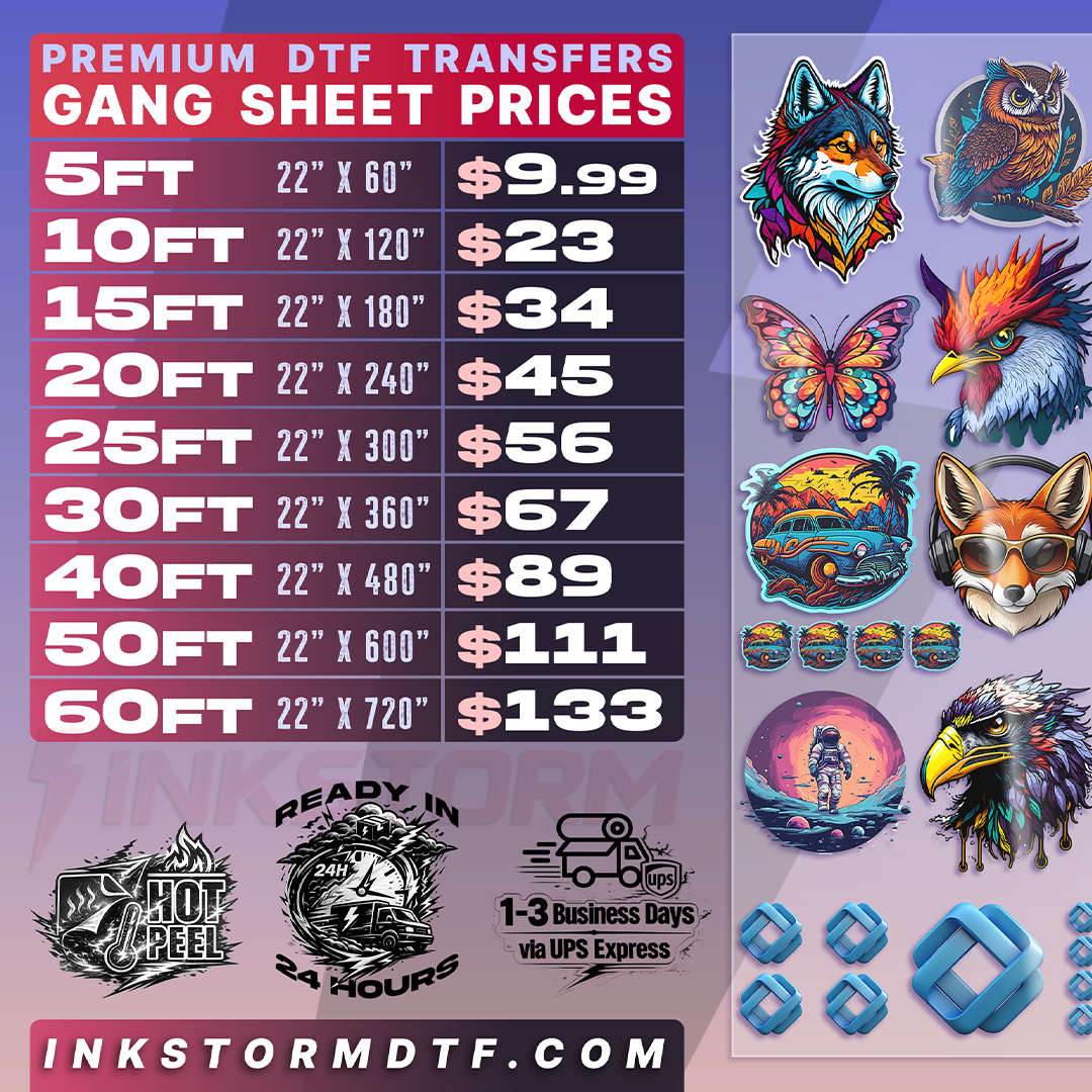 Inkstorm DTF Gang Sheets – Upload & Print Multiple Designs